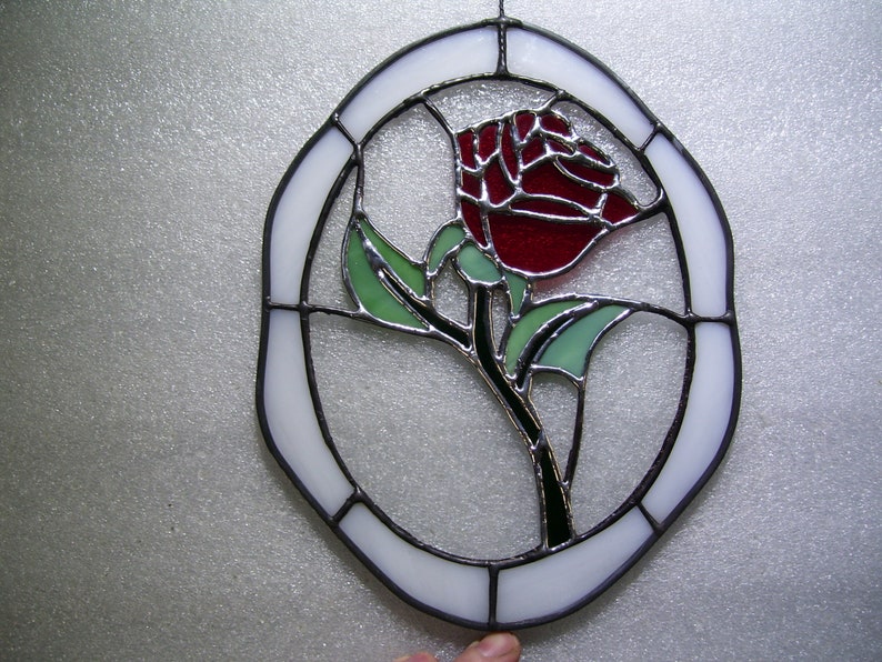 Stained Glass Enchanted Rose Sun catcher | Etsy