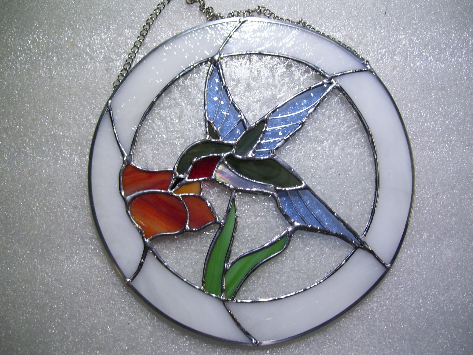 Stained Glass Blue Hummingbird Suncatcher | Etsy