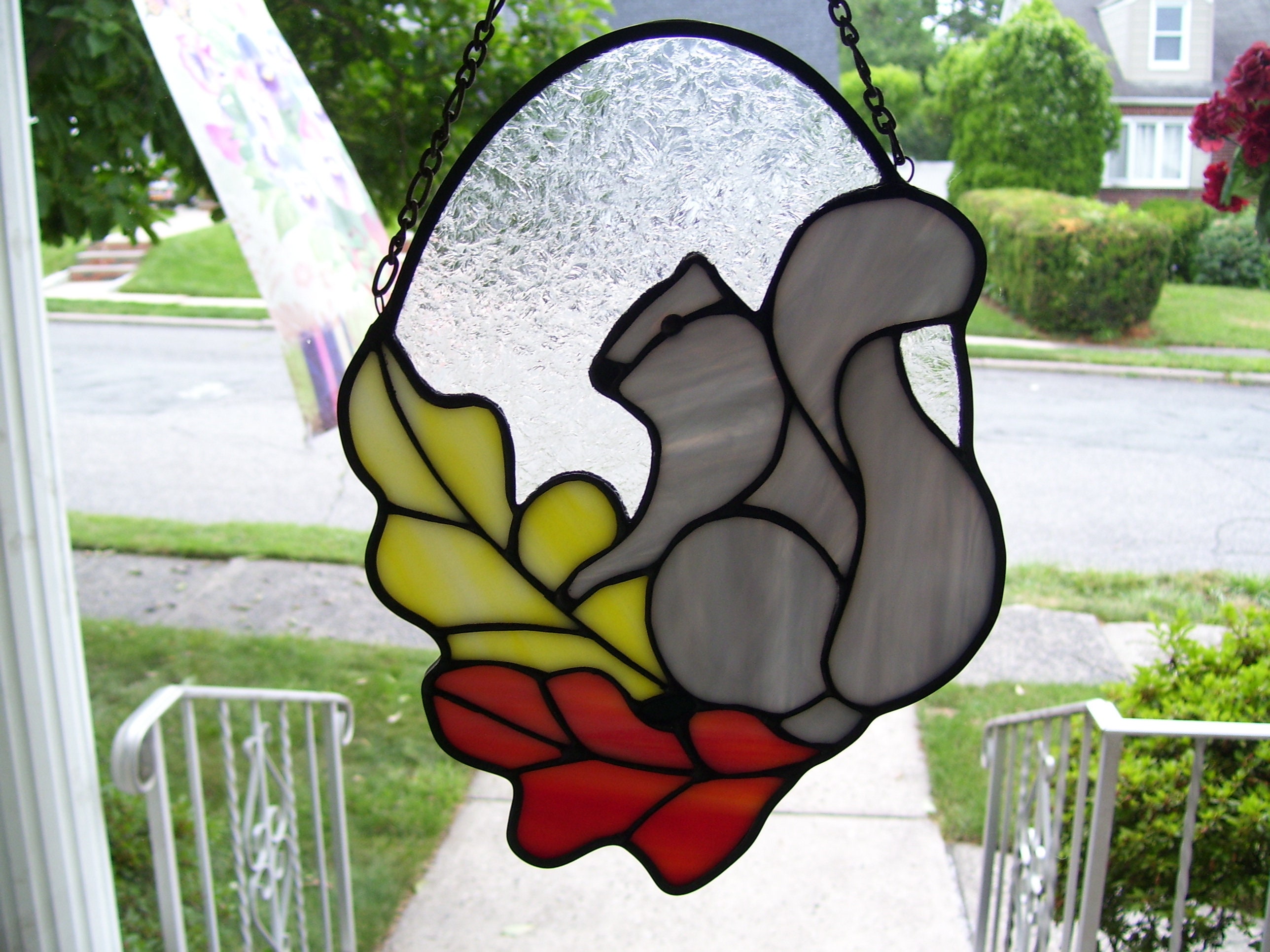 Stained Glass Squirrel sun-catcher | Etsy