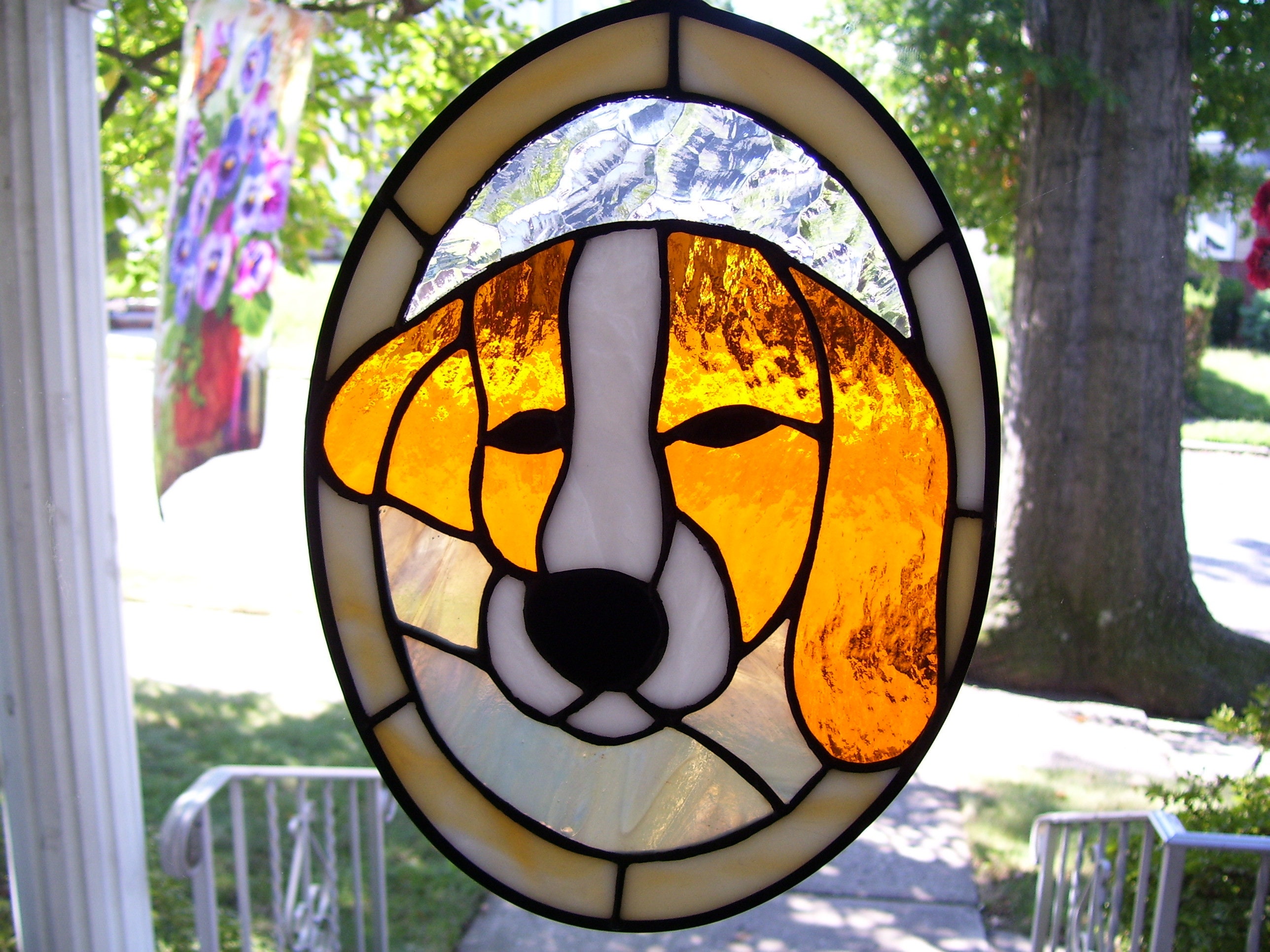Stained Glass Sleepy Beagle Dog Sun catcher | Etsy