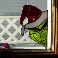 Stained Glass Grinch Hand Window Hang/suncatcher - Etsy