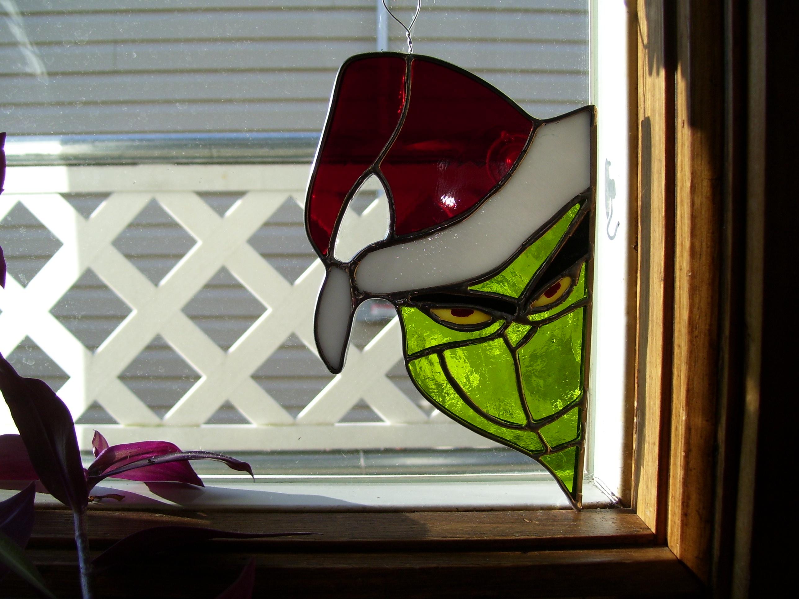 Stained Glass Grinch Sun-catcher - Etsy