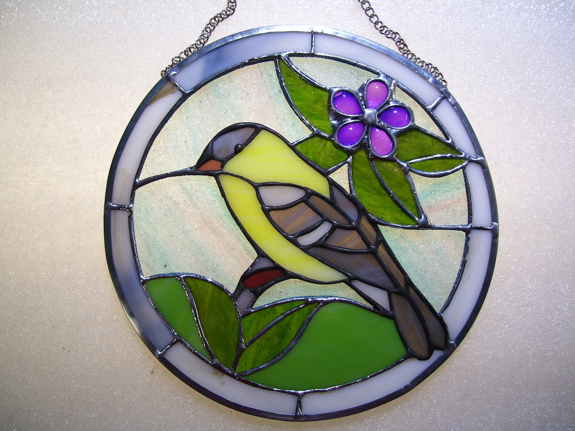 Stained Glass Goldfinch Sun Catcher | Etsy