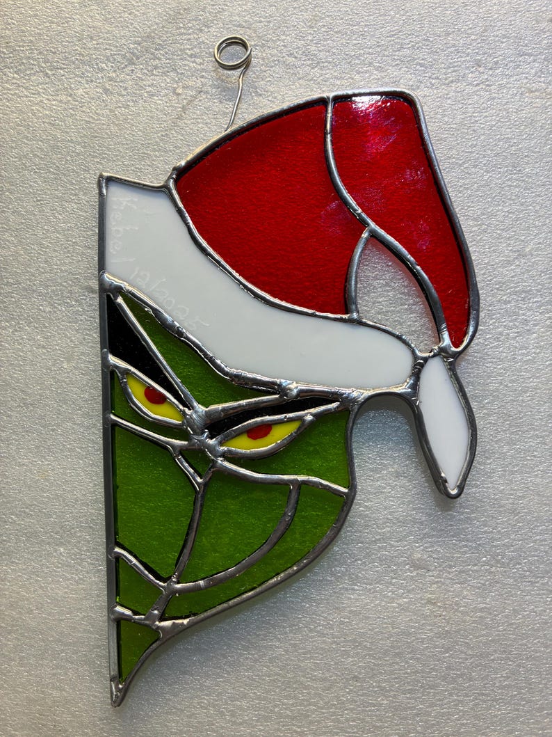 Stained Glass Grinch Sun-catcher - Etsy