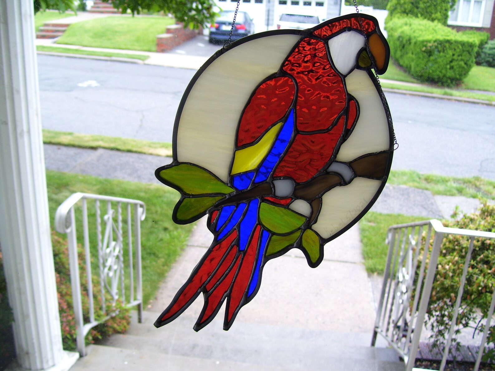 Stained Glass Scarlet Macaw Parrot Sun catcher | Etsy