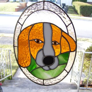 Stained Glass Sleepy Beagle Dog Sun Catcher - Etsy