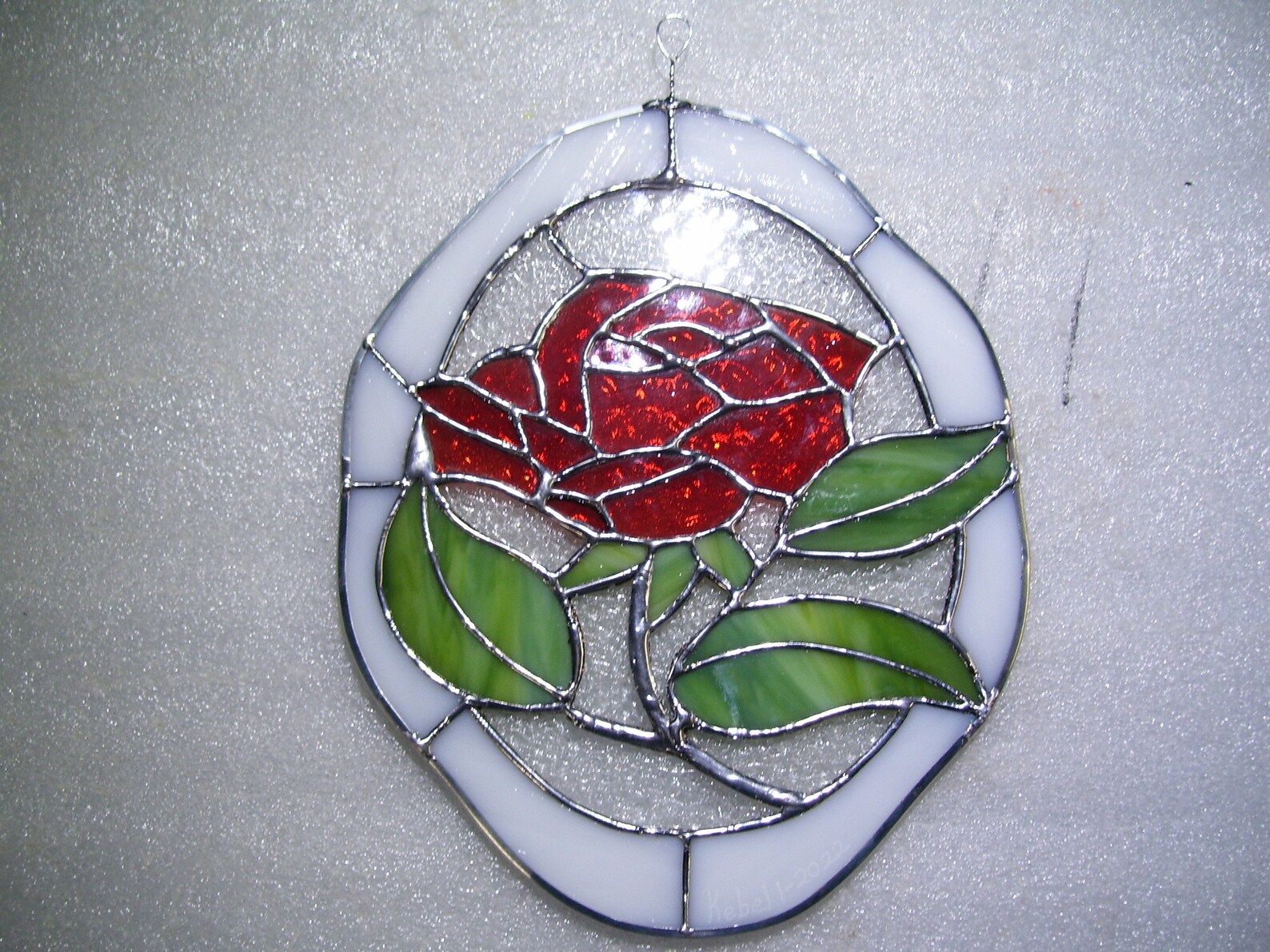 Stained Glass Red Rose Suncatcher - Etsy