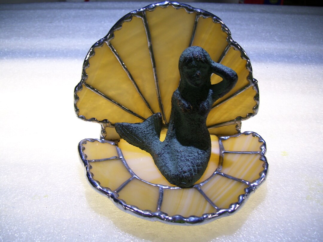 Stained Glass Mermaid in Seashell - Etsy