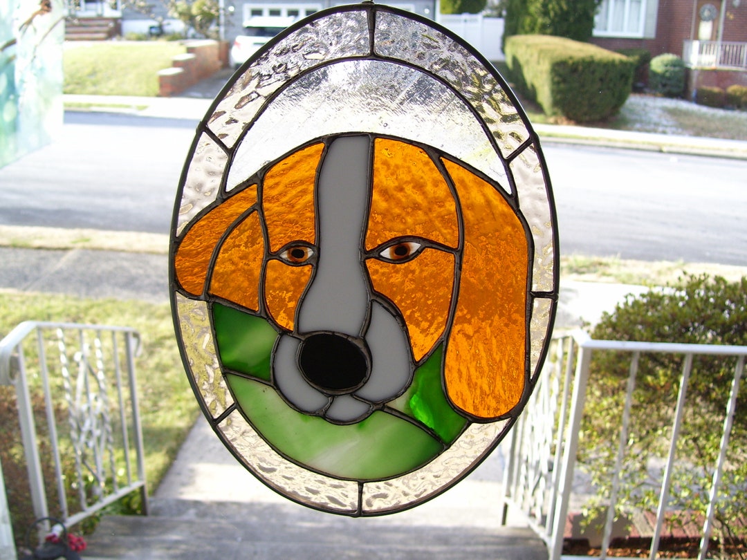 Stained Glass Sleepy Beagle Dog Sun Catcher - Etsy