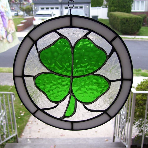 Shamrock Stained Glass Panel - Etsy