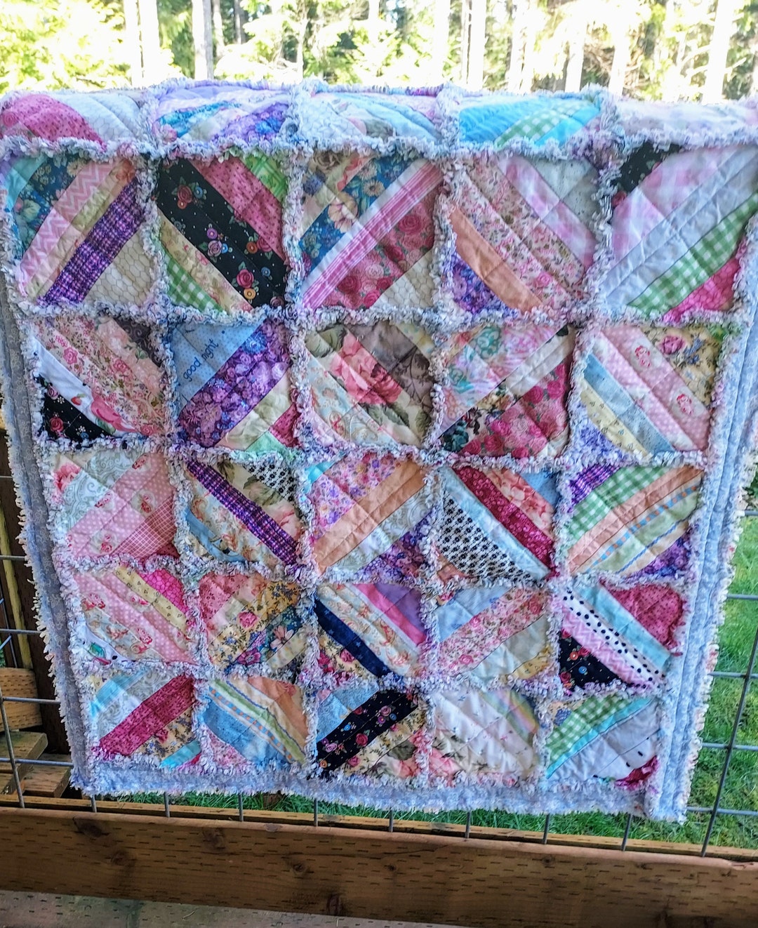 RP1132 Handmade Scrappy Pastel String Pieced Baby Quilt, Free Shipping ...