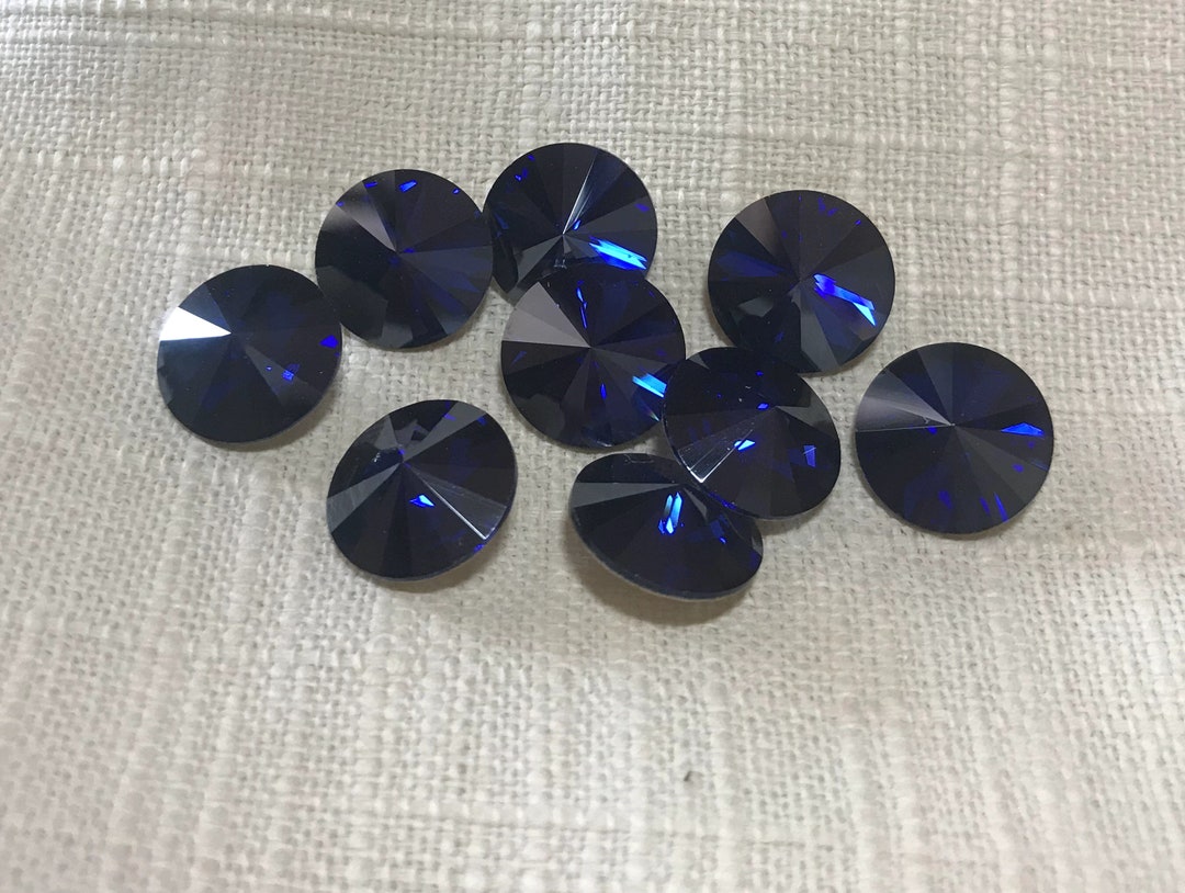 6 Pieces 1122 Majestic Blue Luster D 12mm Crystal Rivolis With After ...