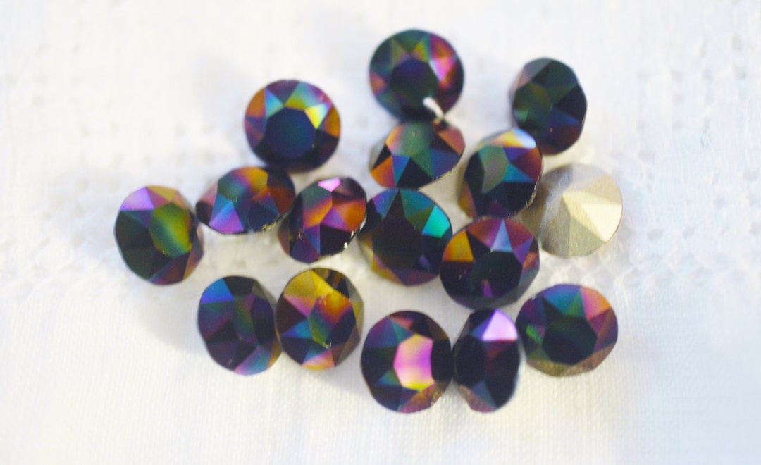 12 Pieces 8mm 1088 Rainbow Dark Crystal 39ss Chatons - Etsy