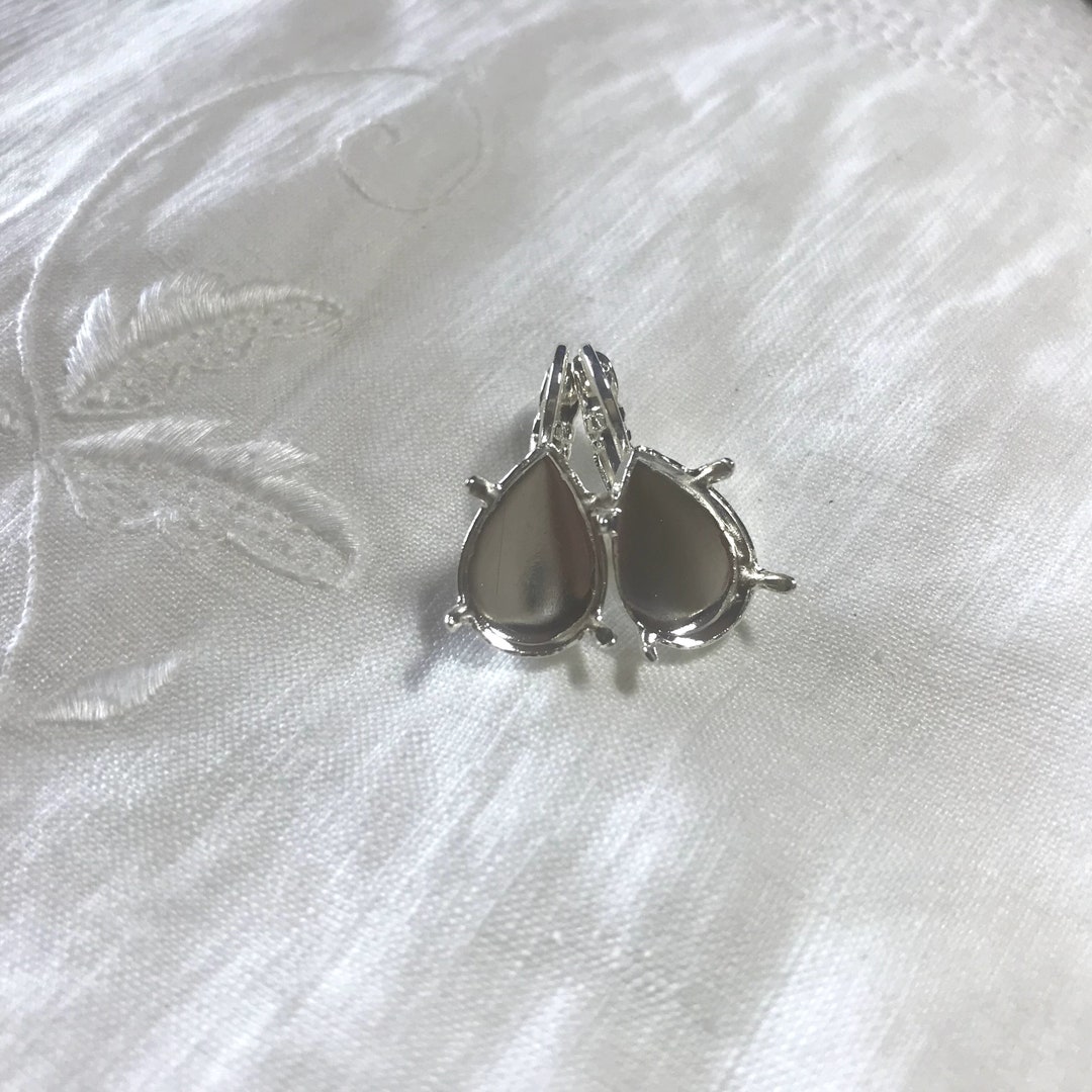 3 Pairs 4320 Silver 18mm X 13mm DROP Pear Earring Settings for Crystal ...