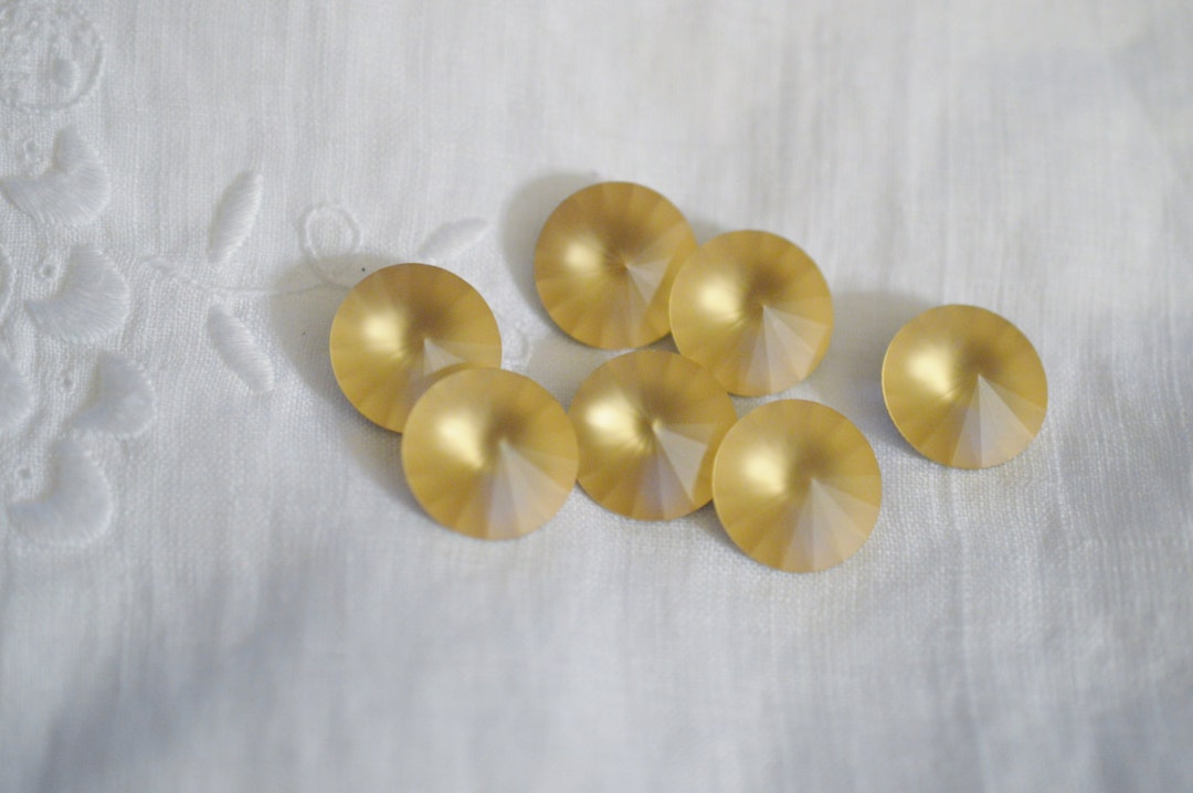 2 Pieces 1122 Light Colorado Topaz Matt 14mm Crystal Rivolis With After ...