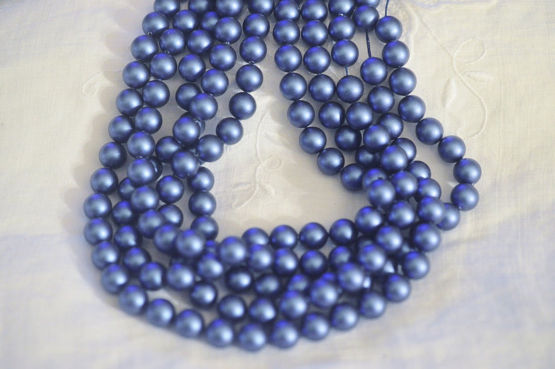 50 piezas 5810 Perlas de cristal iridiscentes azul oscuro de 8 mm ...