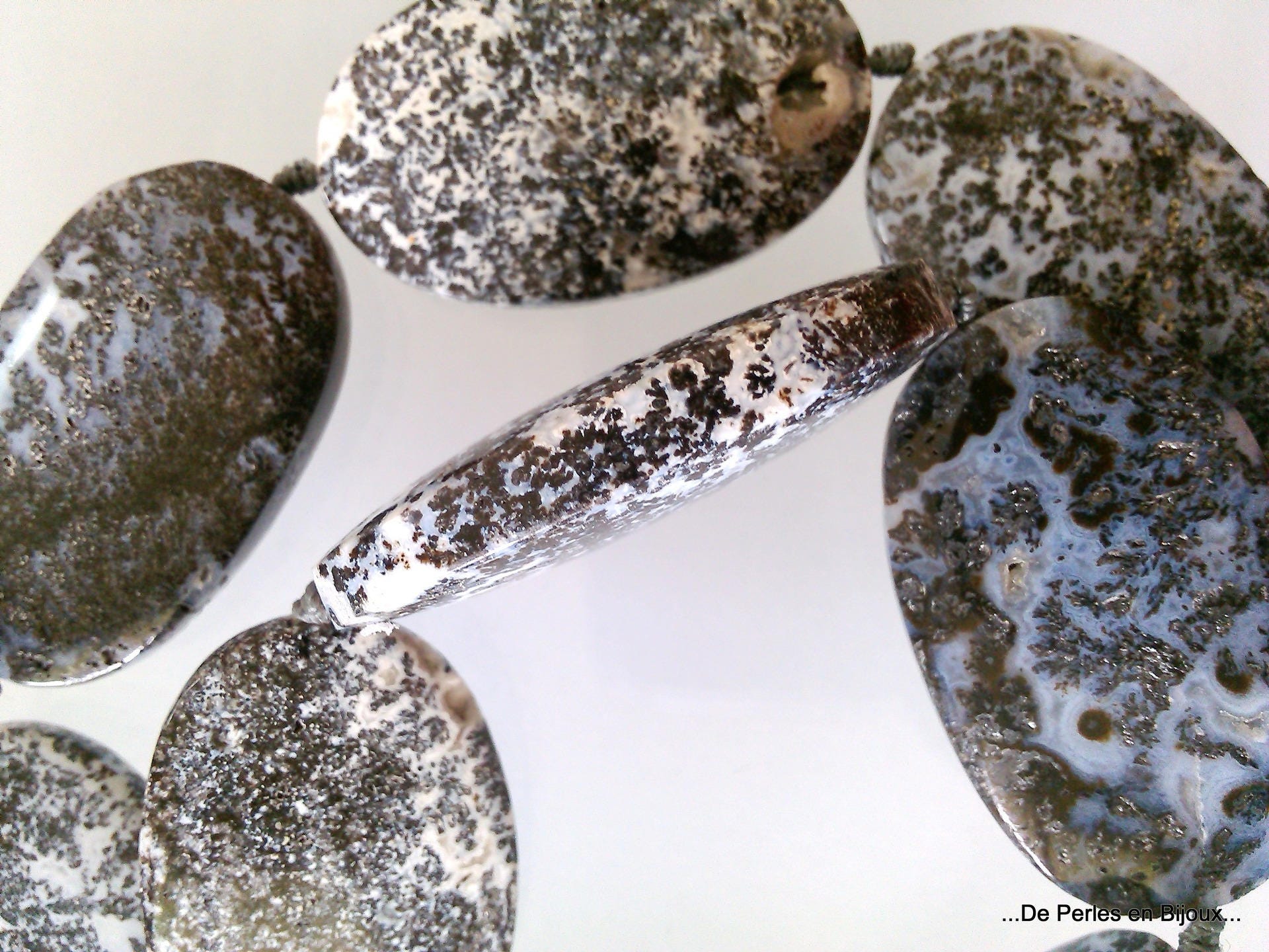 1 Perle DENDRITE AGATE 38x24mm Oval Natural Stone - Etsy UK