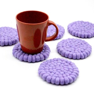 Purple Felt Coaster Wool Felt Coasters Handmade Felt Ball Coaster Set ...