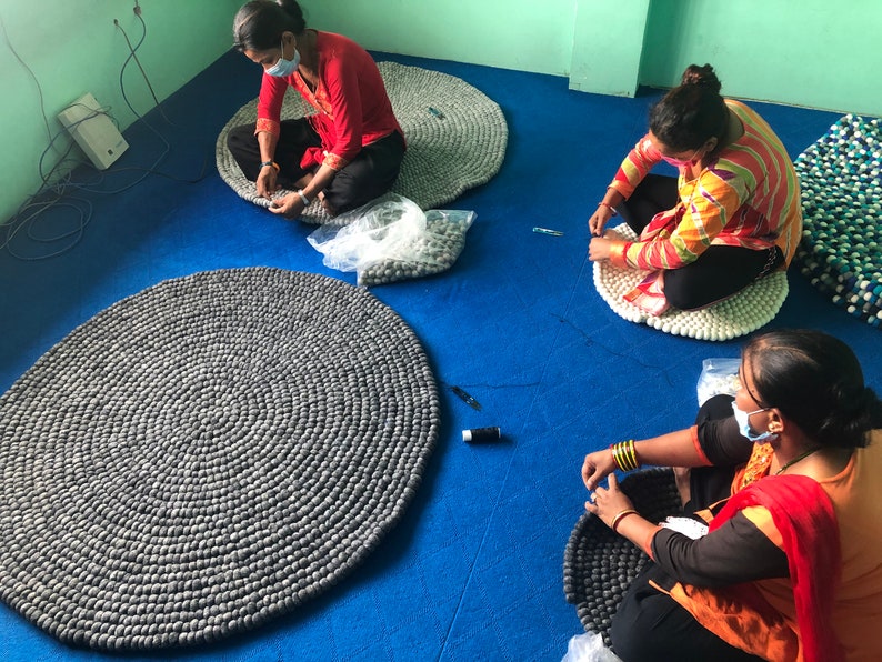 50x33cm Double Layer Felt Ball Door Mat-felt Ball Rug-felt Pom - Etsy