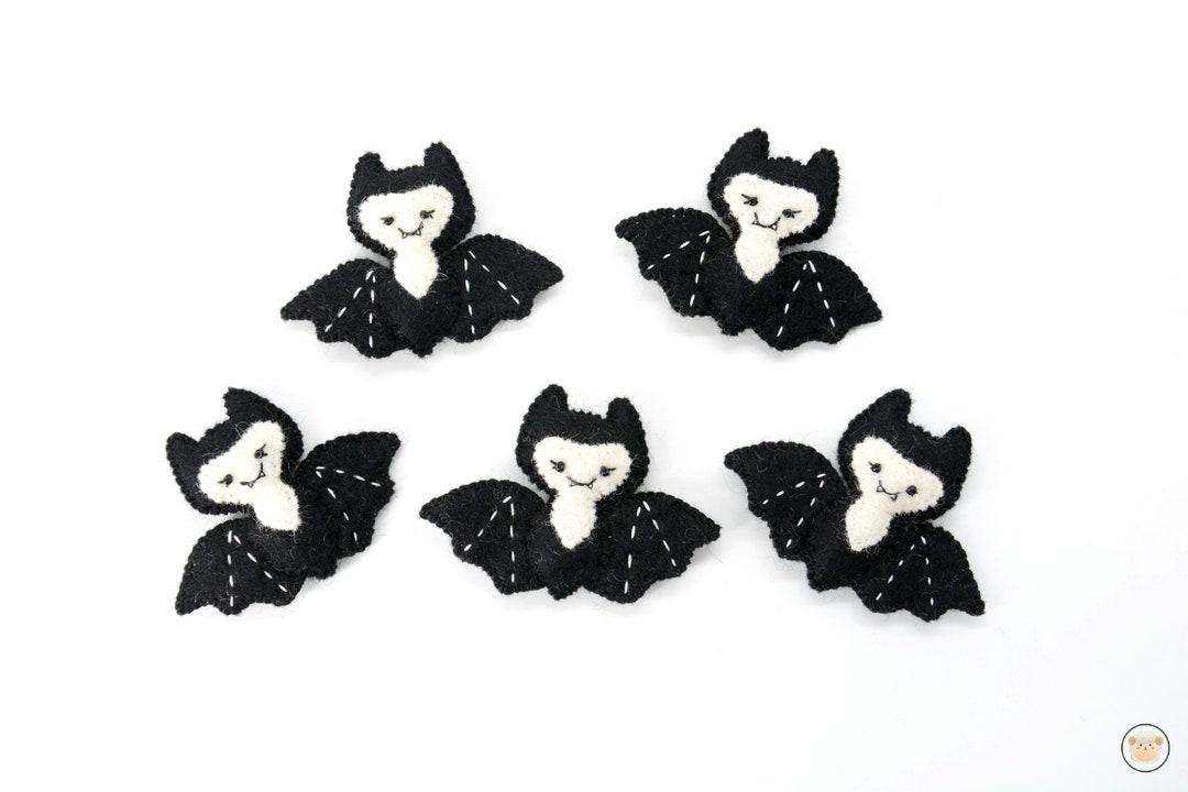 10 Pcs Halloween Bat Ornaments Hand-felted Wool Bat Halloween Ornament ...