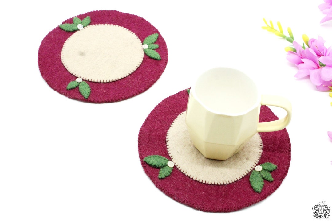 Felted Round Coaster Handmade Wool Coaster Cup Coaster Kitchen ...