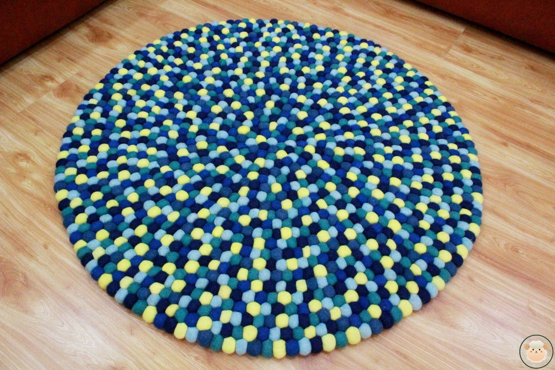 Multicolor Felt Ball Rug Handmade Wool Rug for Nursery Room - Etsy