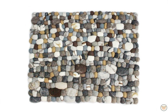 Felt Stone Pebble Rug Handmade Wool Carpet for Room Decor - Etsy