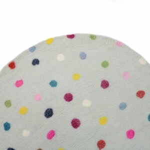 Polka Dot Felt Round Rug Wool Nursery Rug Handmade Felted Carpet Soft ...