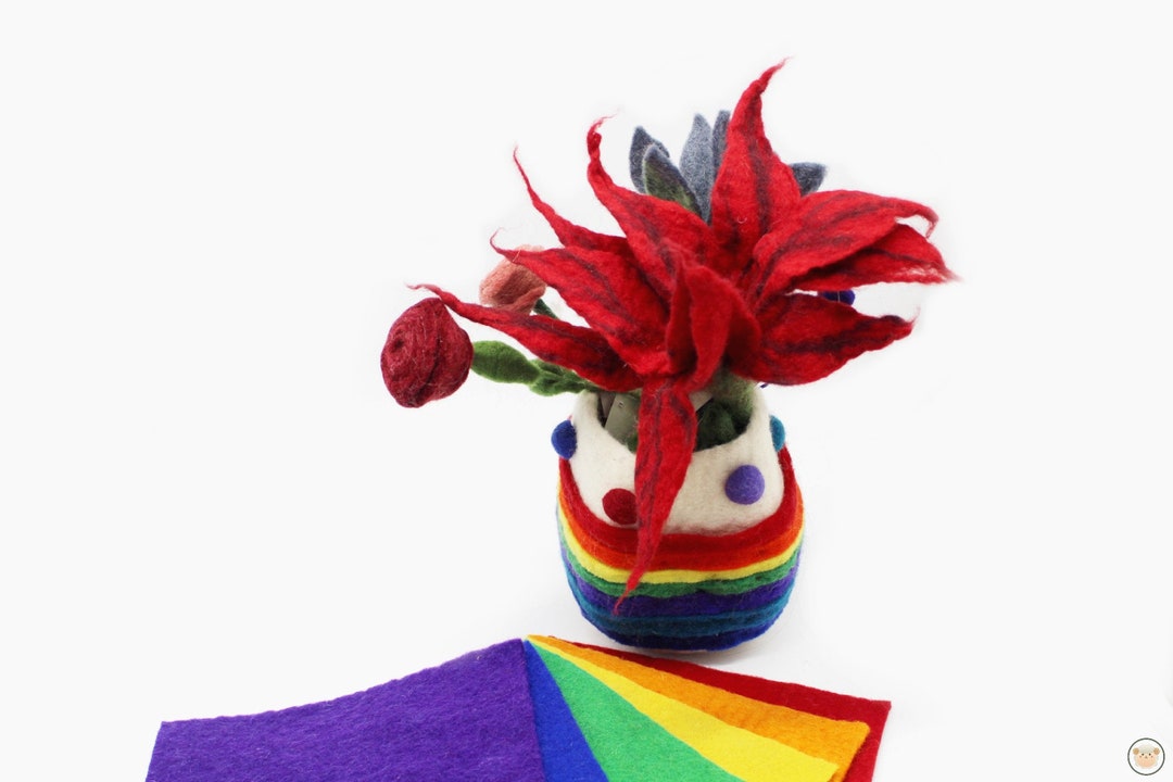 Handmade Flower Vase Wool Felted Vase Pride Month's Flower Vase ...