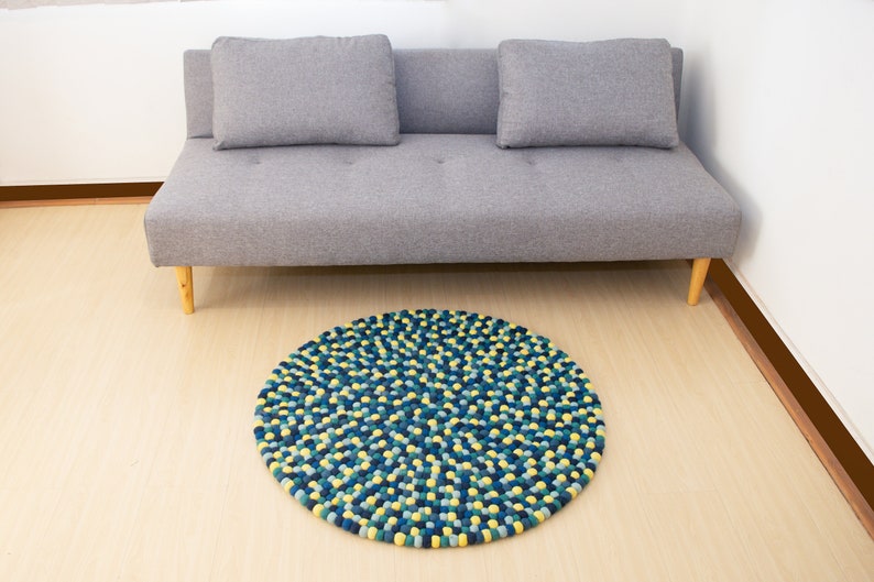 Multicolor Felt Ball Rug Handmade Wool Rug for Nursery Room - Etsy