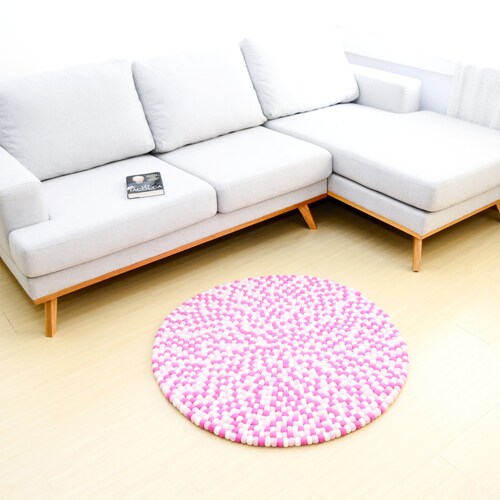 Multicolor Felt Ball Rug Handmade Wool Rug for Nursery Room - Etsy