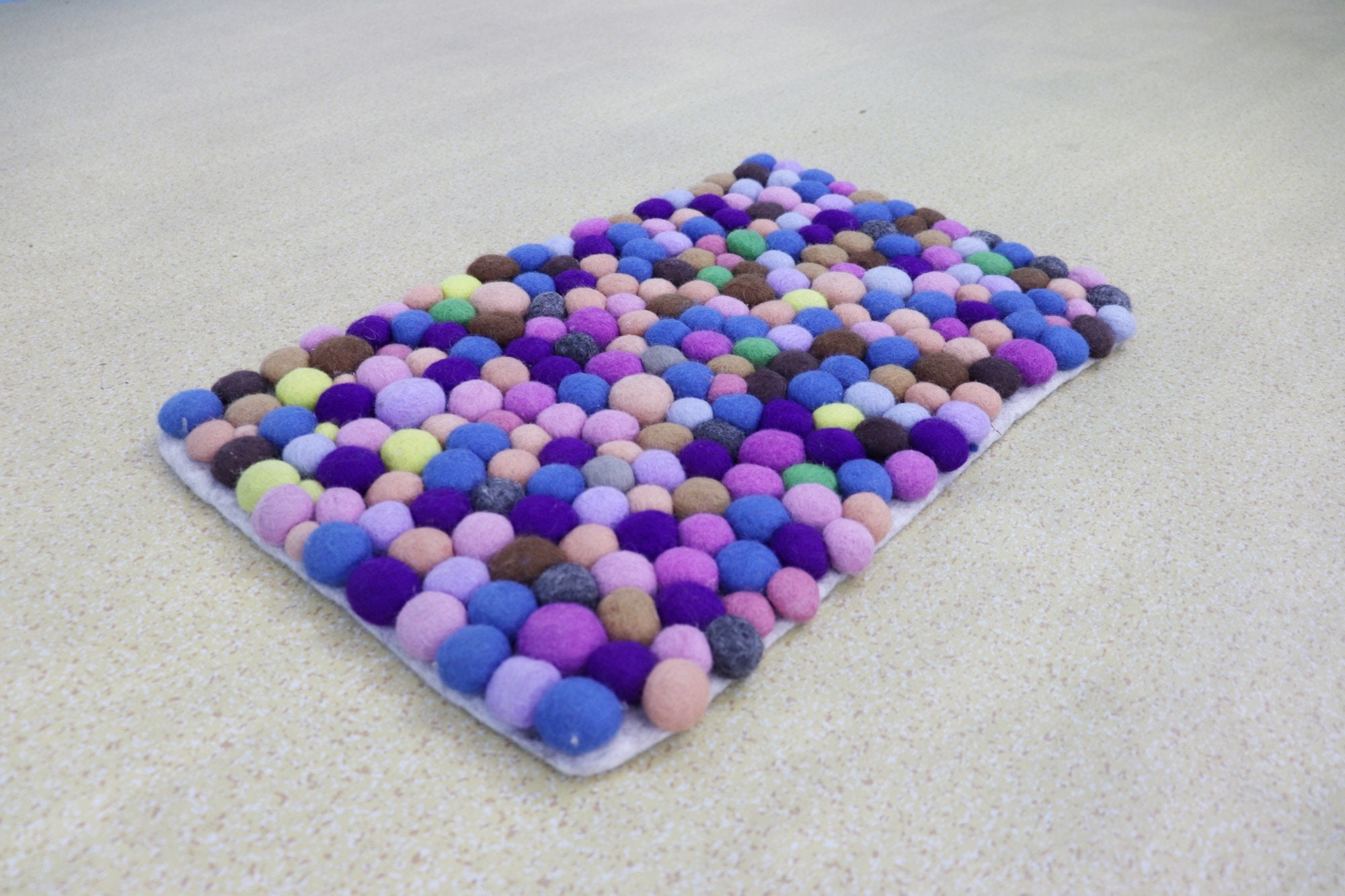 50X33cm Double Layer Felt Ball Door Mat-Felt Ball Rug-Felt Pom | Etsy