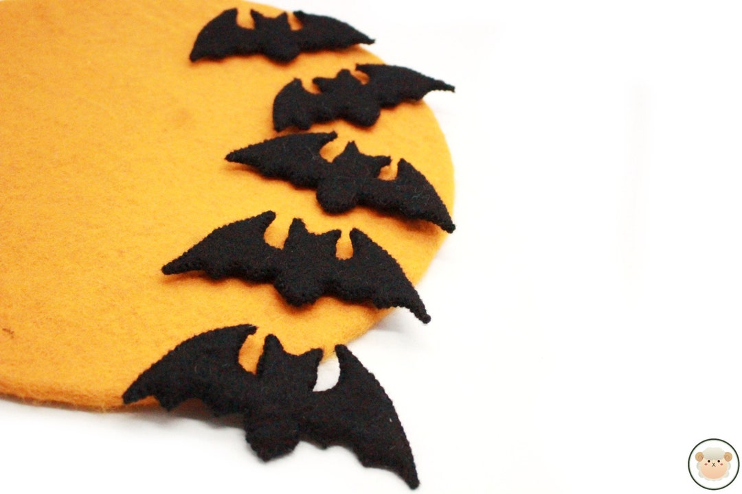 20 Pcs Black Halloween Bat Ornament Handmade Wool Bat for Halloween ...