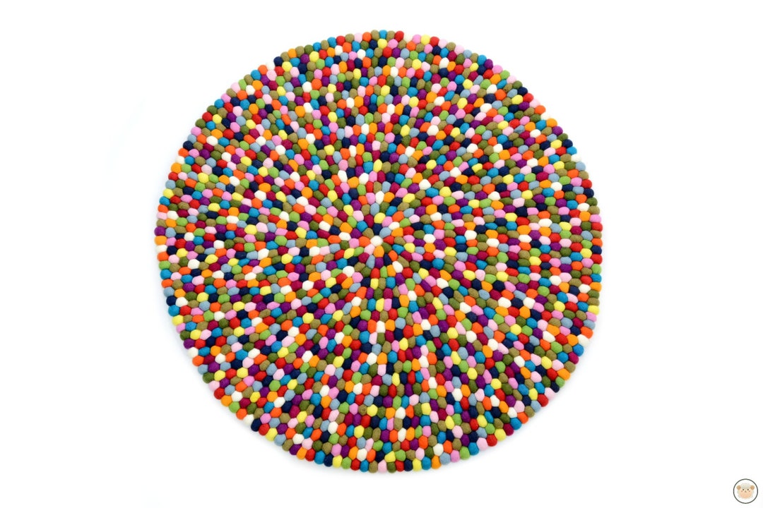 Multi-color Felt Rug 40-500 CM Round Felt Ball Rug Room Decoration ...