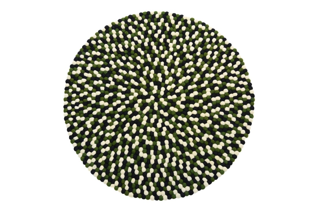 Felt Round Rug 40 500 Cm Wool Nursery Rug Handmade Pom Pom Rug Wool ...