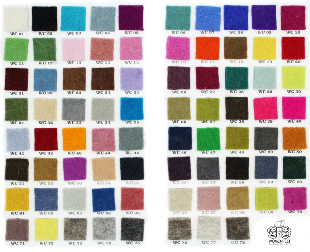 Felt Color Chart-wool Felt Sample,color Samples,fabric Swatches,merion ...