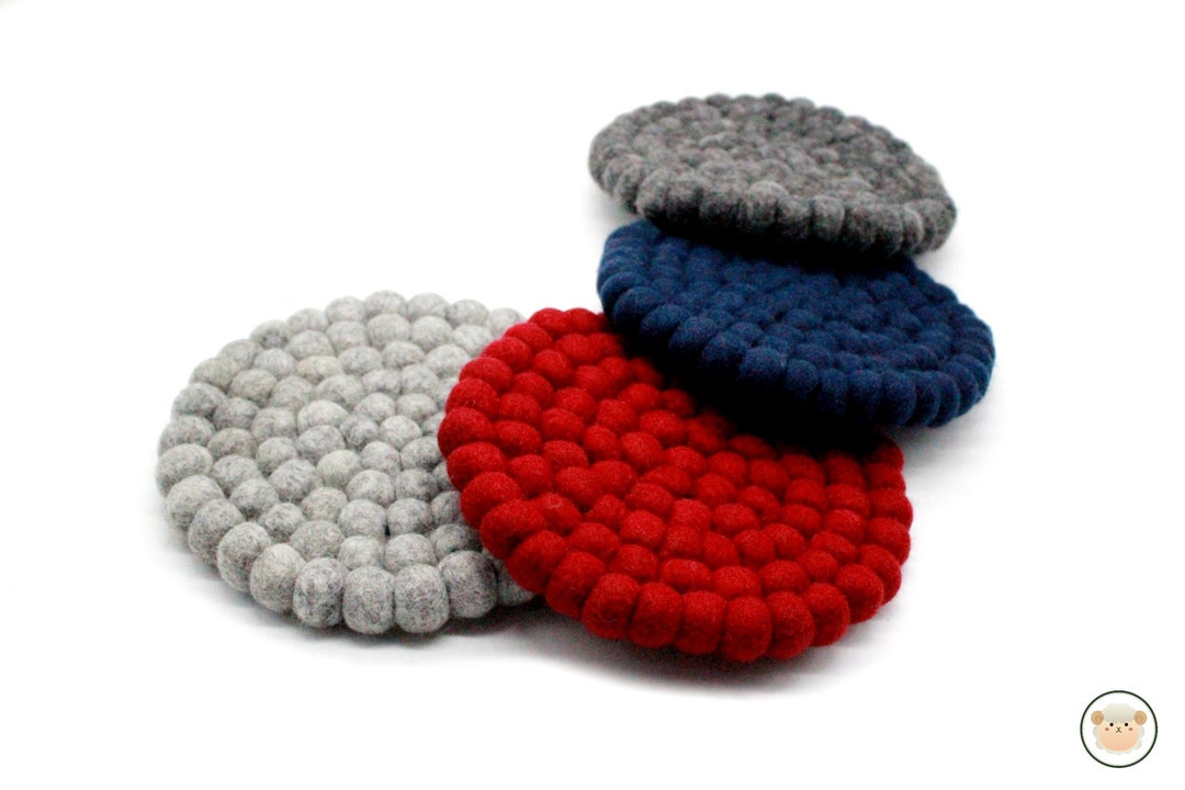 Wool Felt Ball Mat Handcrafted Wool Potholder Housewarming - Etsy