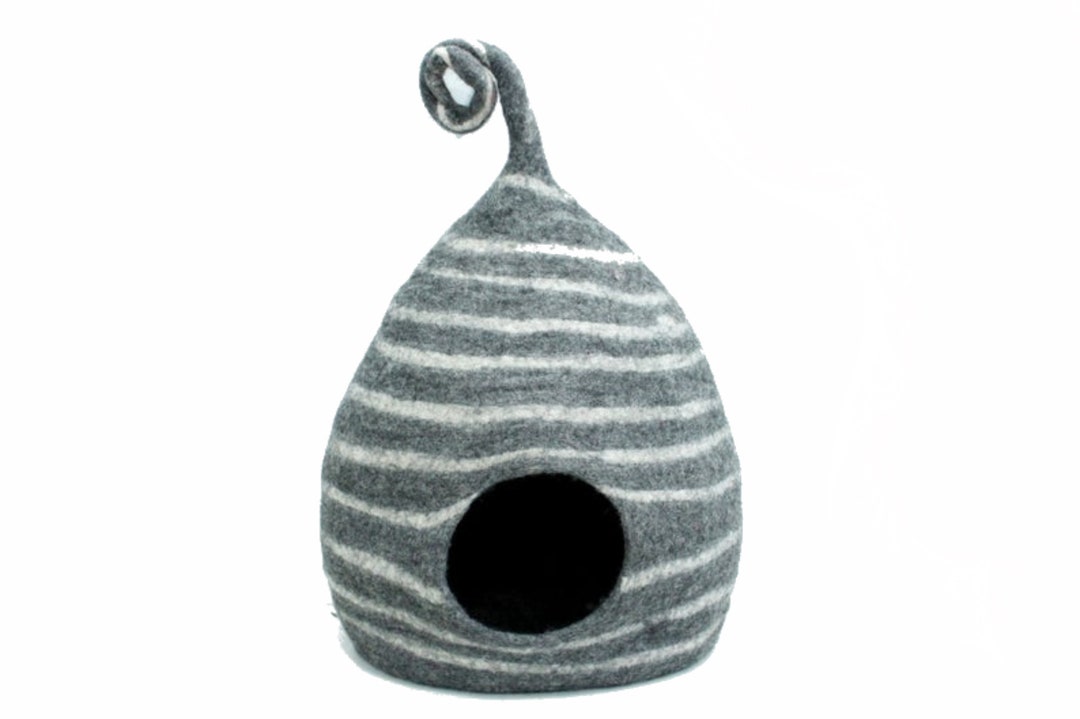 Stripes Design Large Cat House Eco-friendly, Handmade Felt Cocoon for ...
