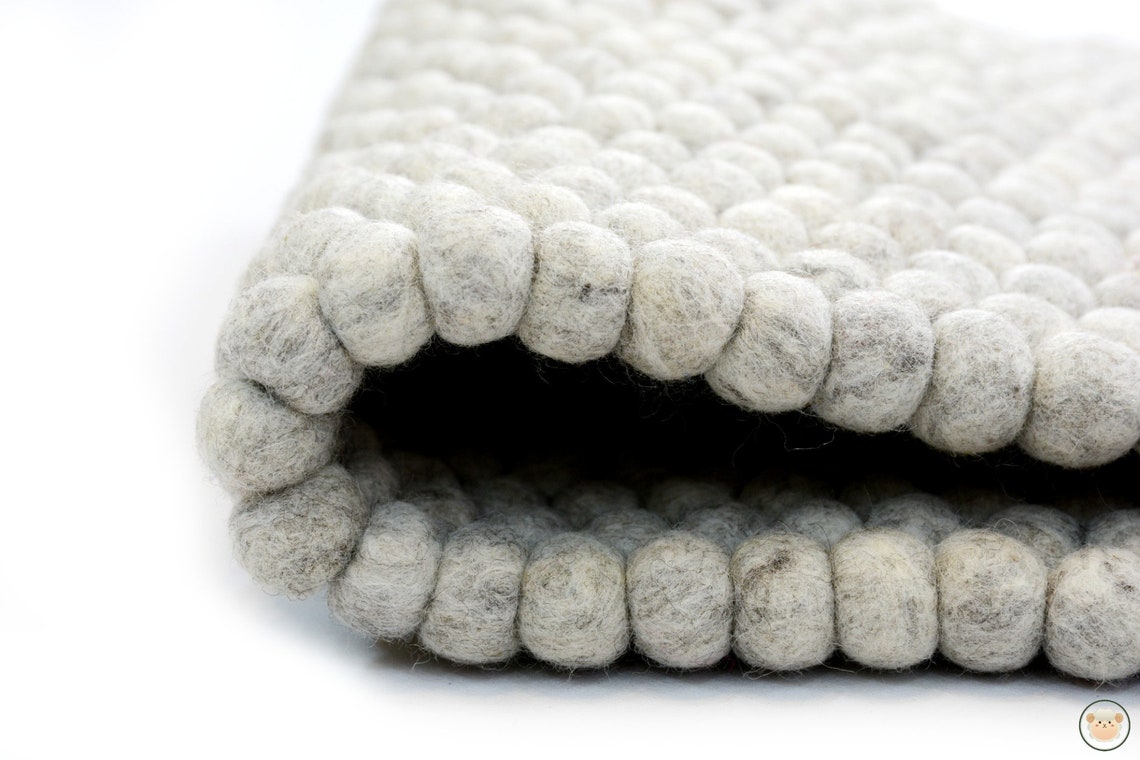 Handmade Felt Ball Rug Rectangle Wool Rug Pom Pom Carpet - Etsy