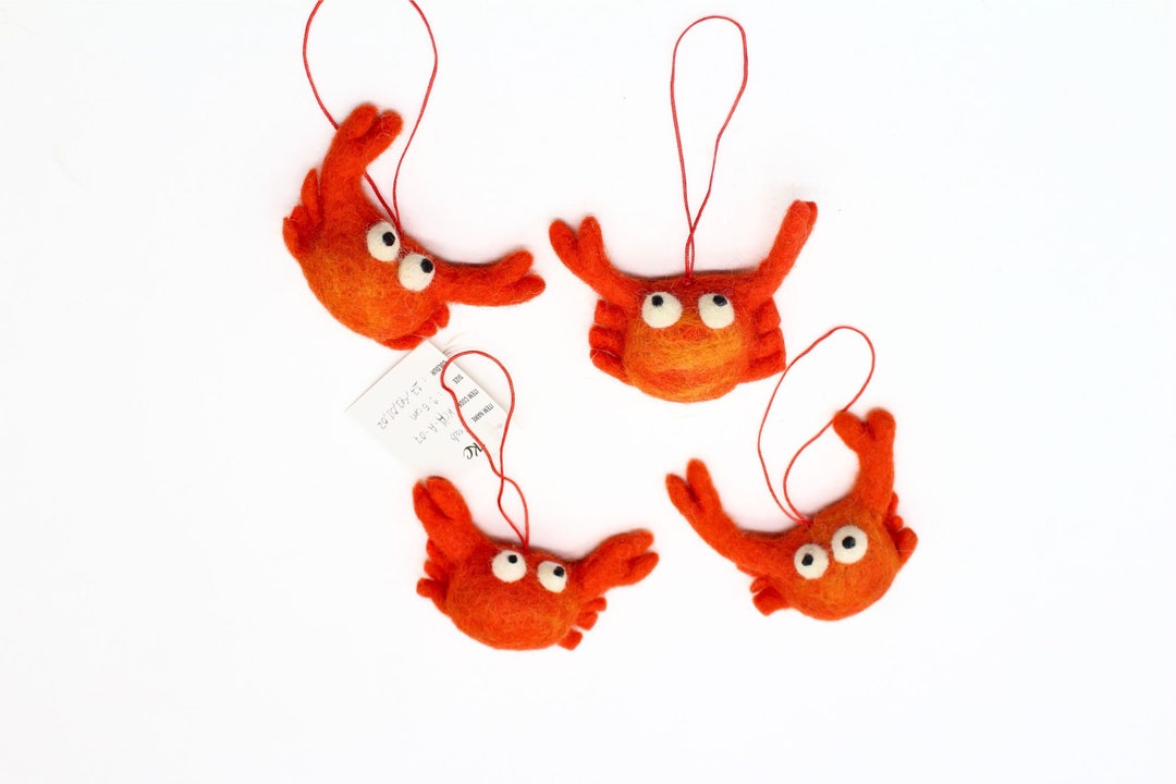 10 Pcs Wool Felted Crab Hangings Christmas Ornaments and Home ...