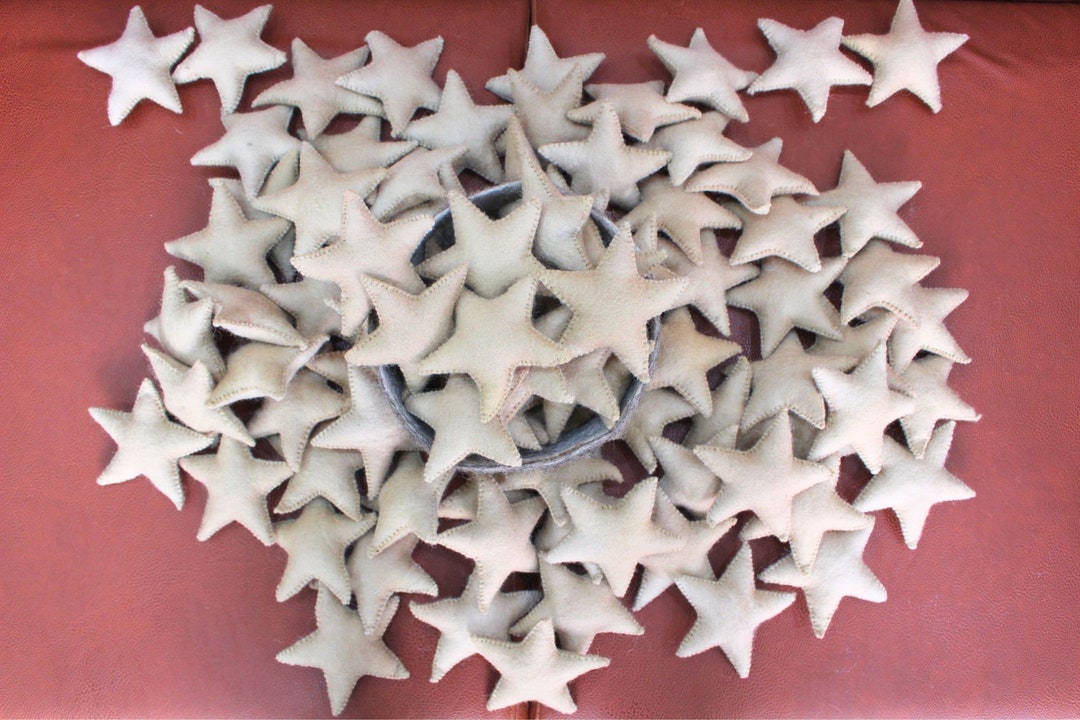 20 Pcs, Beige Woolen Stars for DIY Crafts 10x10 CM Handmade Wholesale ...