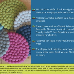 Gray Ball Trivet, Round Felt Ball Trivet Set Handmade Potholder ...