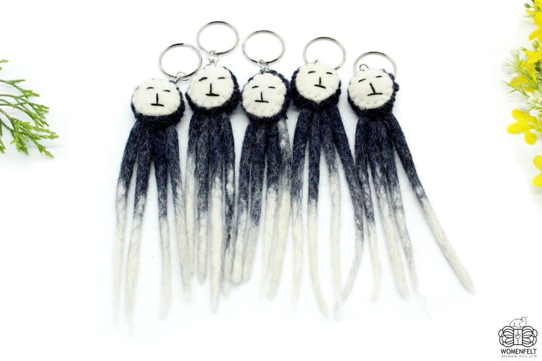 Felted Keyring Sets 10 Pcs Handmade Wool Key Fob Key Chains and Key ...