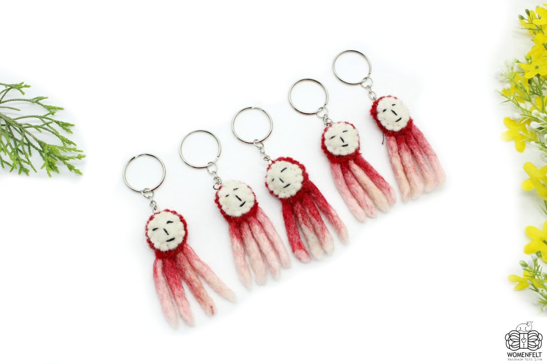 10 Pcs Felt Keychain Handmade Wool Key Rings 7 CM Felted Key Fob ...