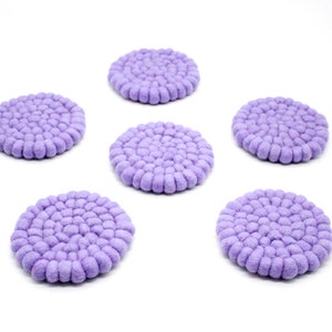 Purple Felt Coaster Wool Felt Coasters Handmade Felt Ball Coaster Set ...