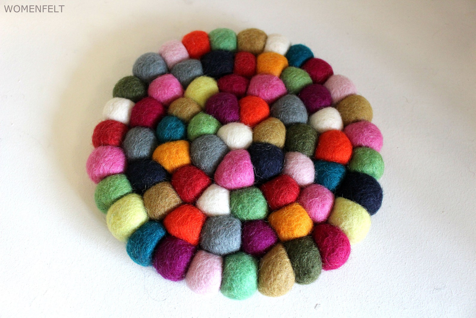 Multicolor Trivet / Rainbow handmade Trivet / Felt Ball Trivet | Etsy