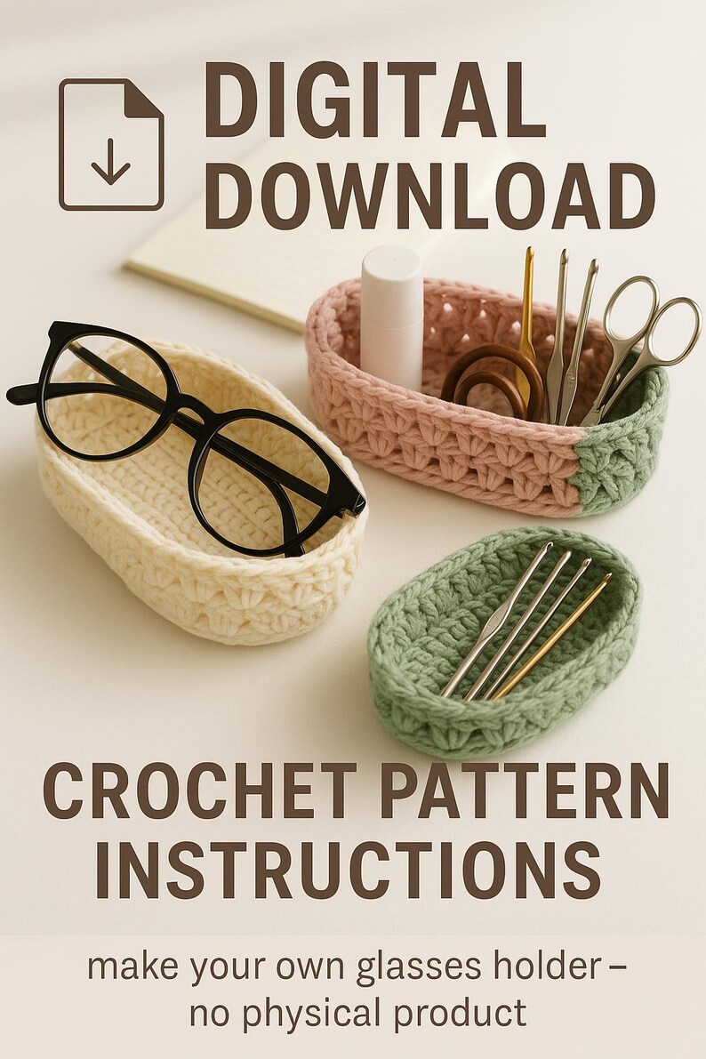 Crochet Glasses Holder Pattern PDF, Easy Eyeglass Case Basket, Beginner ...