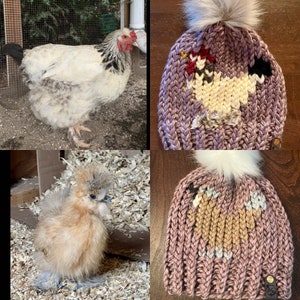Build Your Own Chicken Knitted Beanie - Chicken Print Hat - Fall Hat ...