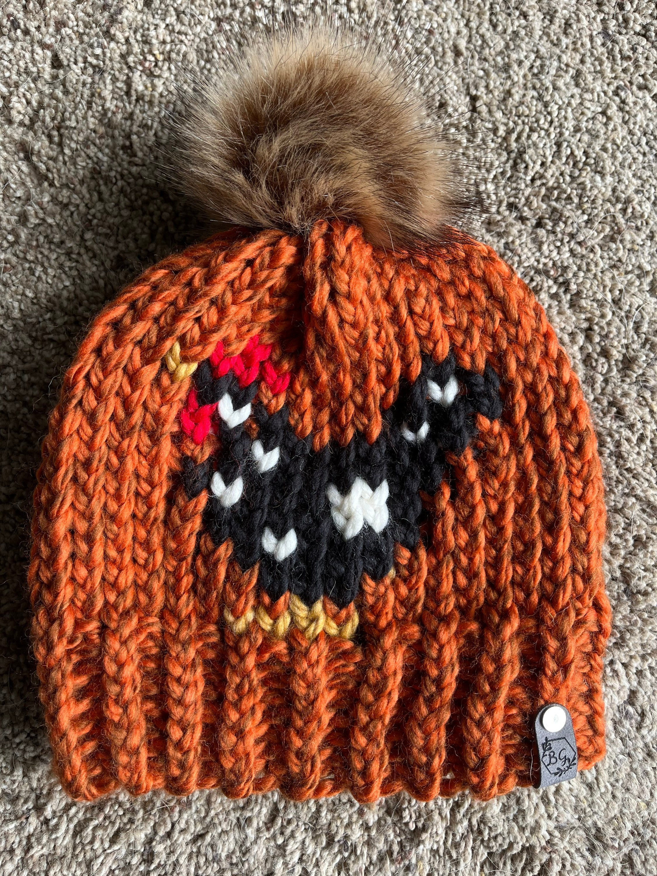 Build Your Own Chicken Knitted Beanie - Chicken Print Hat - Fall Hat ...