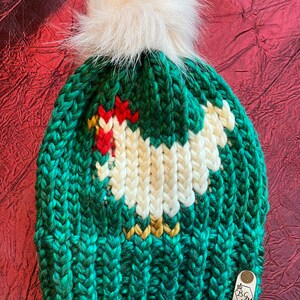 Build Your Own Chicken Knitted Beanie - Chicken Print Hat - Fall Hat ...
